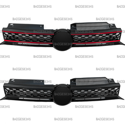 VW - MK6 - GTI Front Grille "Red Bar" Black Out Kit – Badgeskins